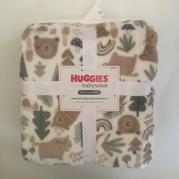 Huggies | Other | New Baby Blanket Thick Plush Cozy Animal Theme With ...